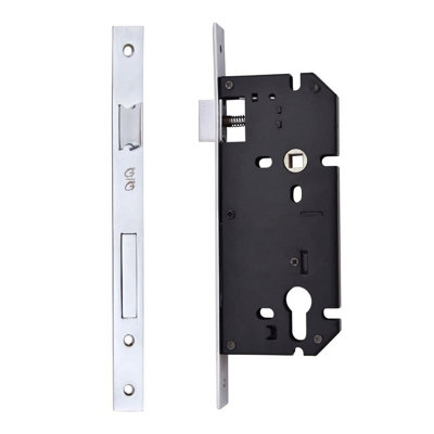 1 Set Euro Mortise Sash Lock Body Backset Polished Chrome Finish - 75mm