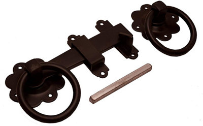1 Set Gate Ring Black Finish Plain Latch Catch Metal for Outdoor Gates ...