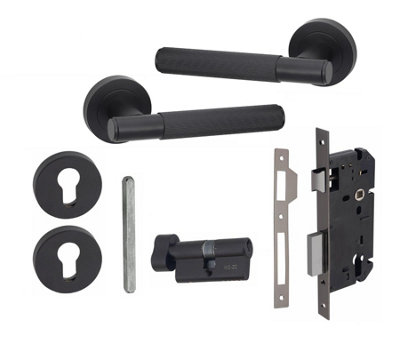 1 Set Linear T-Bar Euro Lock Internal Door Handle Set Thumbturn Key ...