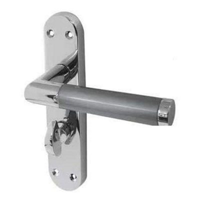 1 Set Mitred Design Bathroom Door Handles on Backplate Duo Chrome ...