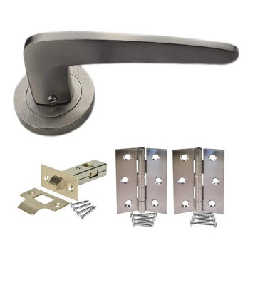 1 Set Venus Door Handles Satin Stainless Steel Finish Round Rose with ...