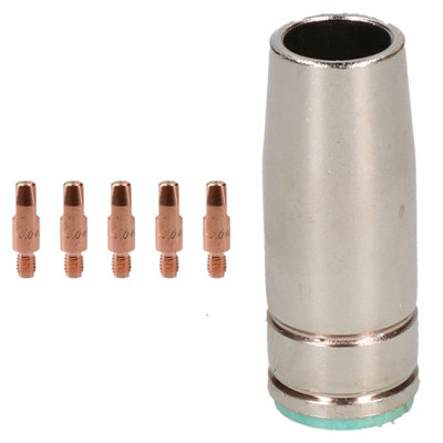 1 shroud & 5 x 1.0mm Contact Tips MIG Welding Binzel Style Euro Torch ...