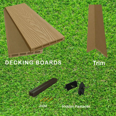 1 sqm Light Brown complete decking set decking boards trims