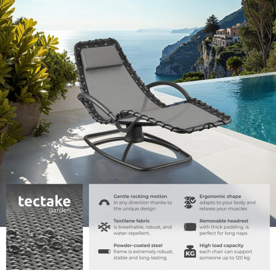 1 Sun Lounger Toulon - ergonomic, rocking function - grey
