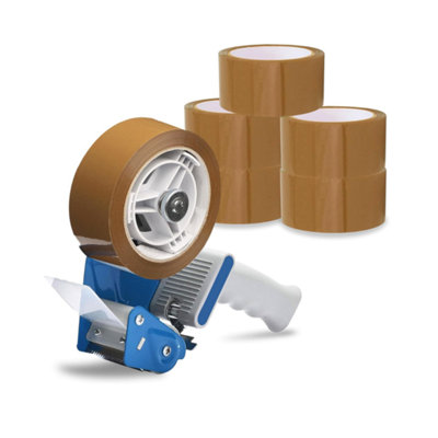 1 Tape Gun with 9 Brown Packing Tapes 48mm x 66m Strong Heavy Duty ...
