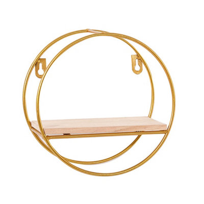 1 Tier Golden Iron Circle Hanging Storage Shelving Floating Circular ...