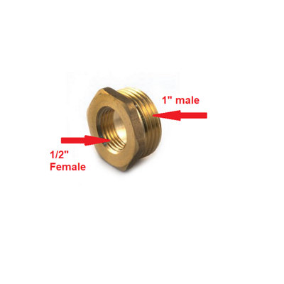 1 x 1/2 Inch Brass Hexagon Reducing Bush Male to Female Pipe Fittings ...