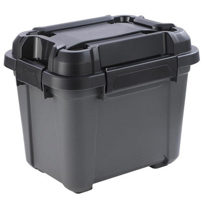 1 x 12 Litre Black Plastic Storage Bunker Trough Boxes/Tubs Ideal For ...