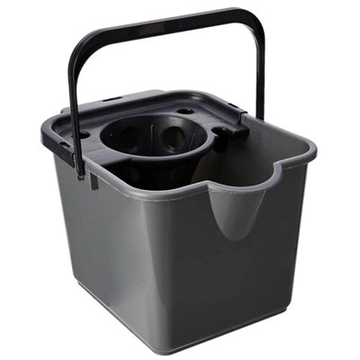 1 x 12 Litre Strong Plastic Metallic Mop Bucket Complete With Pouring ...