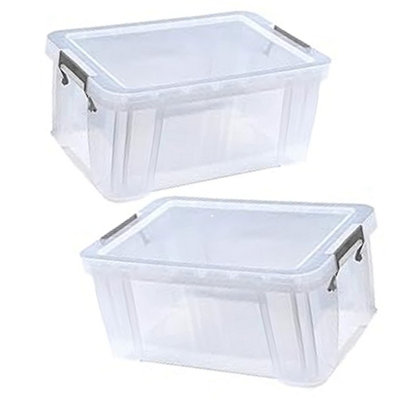 1 x 15 Litres Multipurpose Strong Reinforced Clear Snap Closure Storage ...
