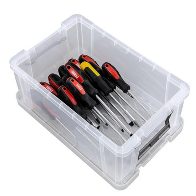 1 x 15L Strong Plastic Reinforced Storage Containers With Snap Closure Lids