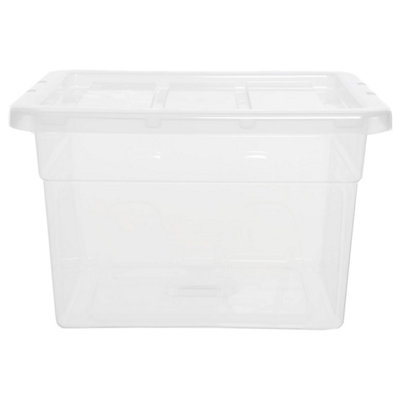 1 x 22L Clear Plastic Home Office Storage Containers Complete With Lids ...