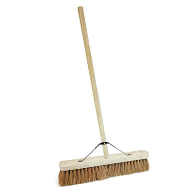 1 x 24" Coco Soft Bristle Sweeping Broom With Handle Perfect For The ...