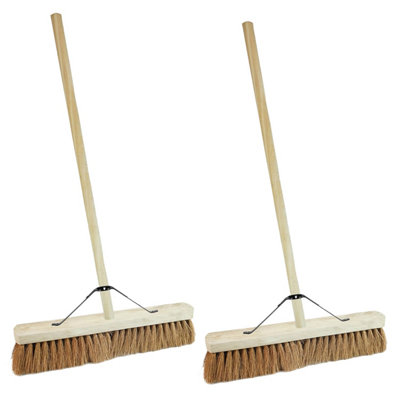 1 x 24" Coco Soft Bristle Sweeping Broom With Handle Perfect For The ...