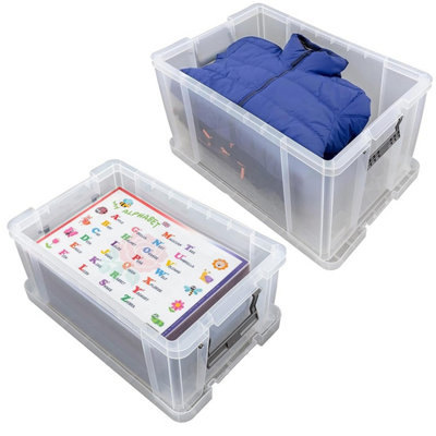 1 X 24 LITRES MULTIPURPOSE STRONG REINFORCED CLEAR SNAP CLOSURE STORAGE ...