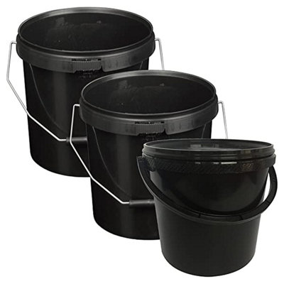 1 x 25 Litre Hard Wearing Strong Black Plastic Buckets With Tamper ...