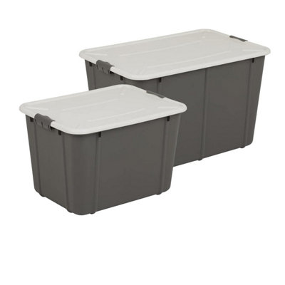 1 x 30L Grey Organic Multi Capacity Stackable Large Reinforced Storage ...