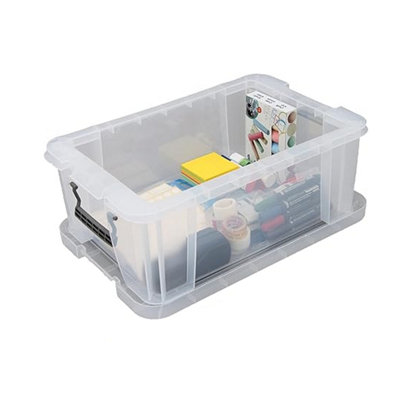1 x 36 Litre Multipurpose Strong Reinforced Clear Snap Closure Storage ...