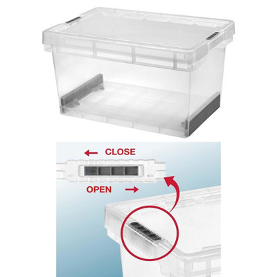 1 x 45 Litre Clear Plastic Stackable Ultra Resistant Modular Plastic ...