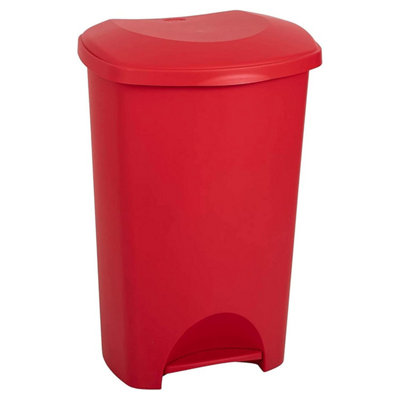 1 x 50L Red Hard Wearing Home Office Plastic Waste Rubbish Bin With Lid