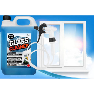 1 x 5L Glass Cleaner No Streak Formula Superior Cleaning Power Complete ...