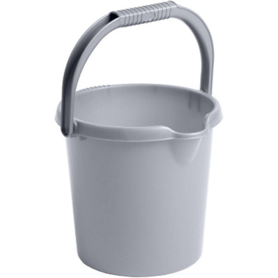 1 x 5L Grey Storage Plastic Bucket With Handle, Spout & Graduated ...