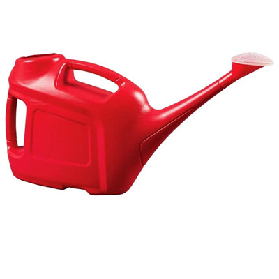 1 x 6 Litre Red Slimline Watering Can For Easy Pouring With Rose Head