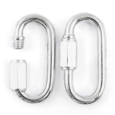 1 x 6 mm Oval Locking Carabiner Quick Link Chain Connector Keychain Buckle