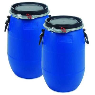 1 x 60L Blue Open Top UN Approved Blue Plastic Keg Barrel Drum With Lid ...