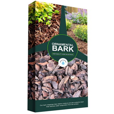 1 x 60L Ornamental Bark Decorative & Landscape Wood Chip Garden Bark ...