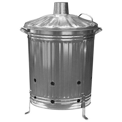 1 x 90L Heavy Duty Galvanised Metal Fire Burning Incinerator Bin With ...