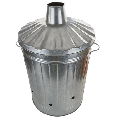 1 x 90L Heavy Duty XL Fire Burning Galvanized Metal Bin With Special ...
