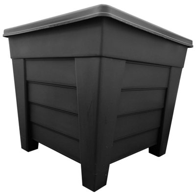 1 x Black 33cm Square Garden Plant Pot Perfect For Indoor & Outdoor Flowers