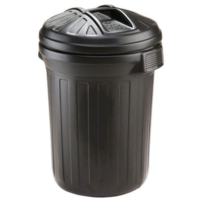 1 x Black Large 80 Litre Capacity Dustbin Heavy Duty Outdoor Shatterproof Refuse Rubbish Bin With Lid