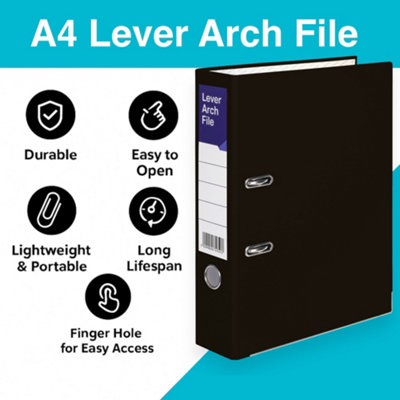 1 x Black Lever Arch File A4 Ring Binder Folder Files Office Document ...