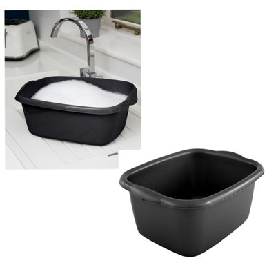 1 X Black Multipurpose Rectangular 9.5 Litre Washing Up Bowl With Built ...