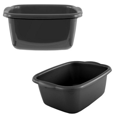 1 X Black Multipurpose Rectangular 9.5 Litre Washing Up Bowl With Built ...