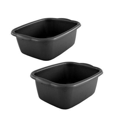 1 X Black Multipurpose Rectangular 9.5 Litre Washing Up Bowl With Built ...