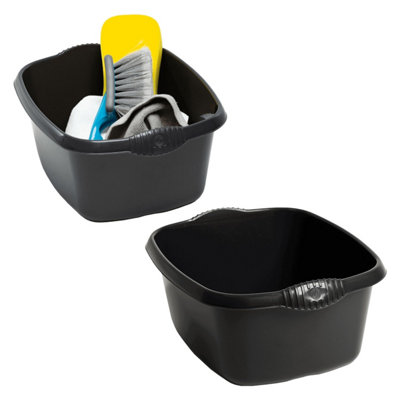 1 x Black Multipurpose Rectangular High Gloss Plastic Washing Up Bowl