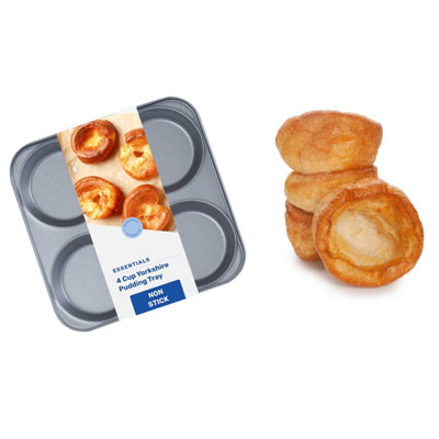 1 x Giant Easy to Use Non-Stick 4 Cup Yorkshire Pudding Oven Baking Tray