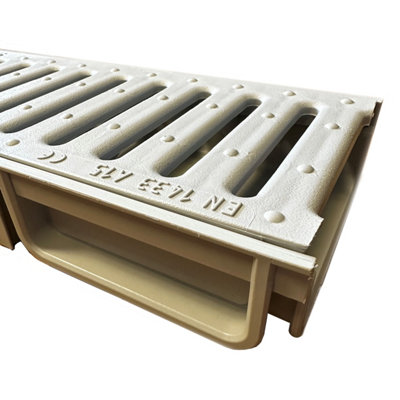 1 x Grey Ultra Low Profile Shallow Flow Drain Plastic Grating 50mm Deep ...