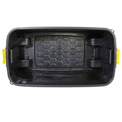1 x Heavy Duty Black Storage Trunk 110 Litre With Lid & Wheels Great ...