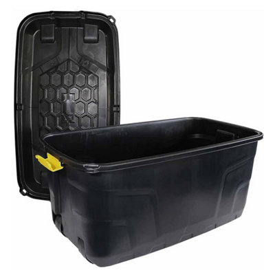 1 x Heavy Duty Black Storage Trunk 60 Litre With Lid Great For Indoor ...
