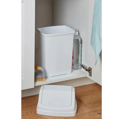 1 x Ice White 8L Easy Clean Plastic Rubbish Waste Swing Bin For Home ...