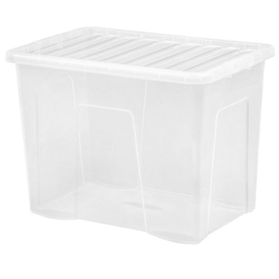 1 x Large See Through 80 Litre Crystal Clear Transparent Storage Box ...
