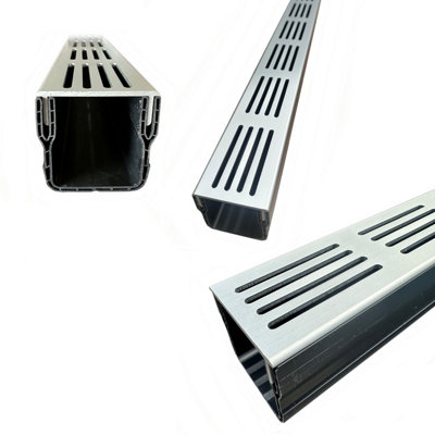 1 x Low Profile Threshold Drainage Channel Anodized Aluminium Silver ...