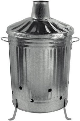 1 x Medium 60 Litre Galvanized Incinerator Fire Bin for Rubbish Wood ...