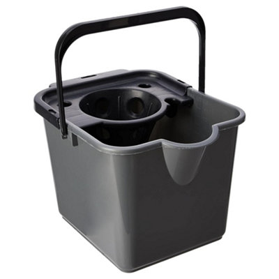 1 x Metallic 12 Litre Plastic Mop Bucket With Wringer With Lip For Easy ...