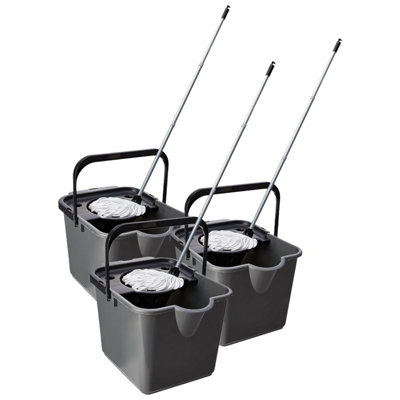 1 x Metallic 12L Cotton Mop Bucket Set Complete With Pouring Lip Ideal ...