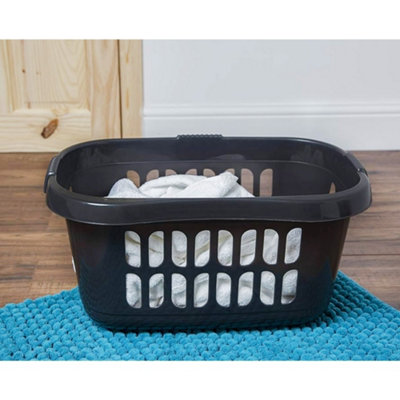 1 x Midnight (Black/Grey) Plastic Laundry Basket For Washing Clothes ...